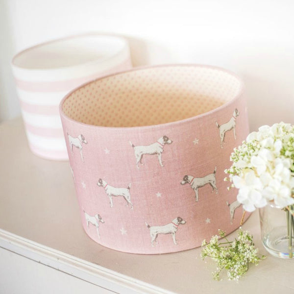 Jack All Star Linen Lampshade With Blush Pink Dots Lining – Lolly & Boo